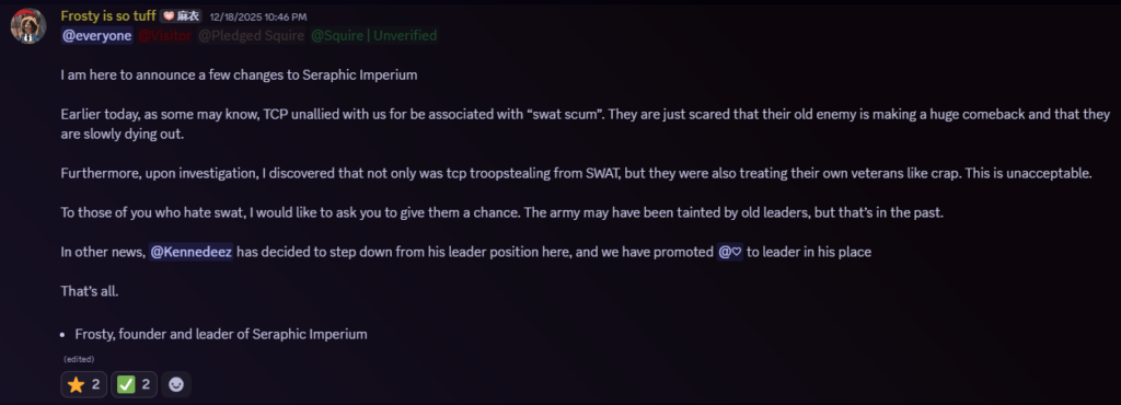 Multiple Changes in the Seraphic Imperium - Club Penguin Armies