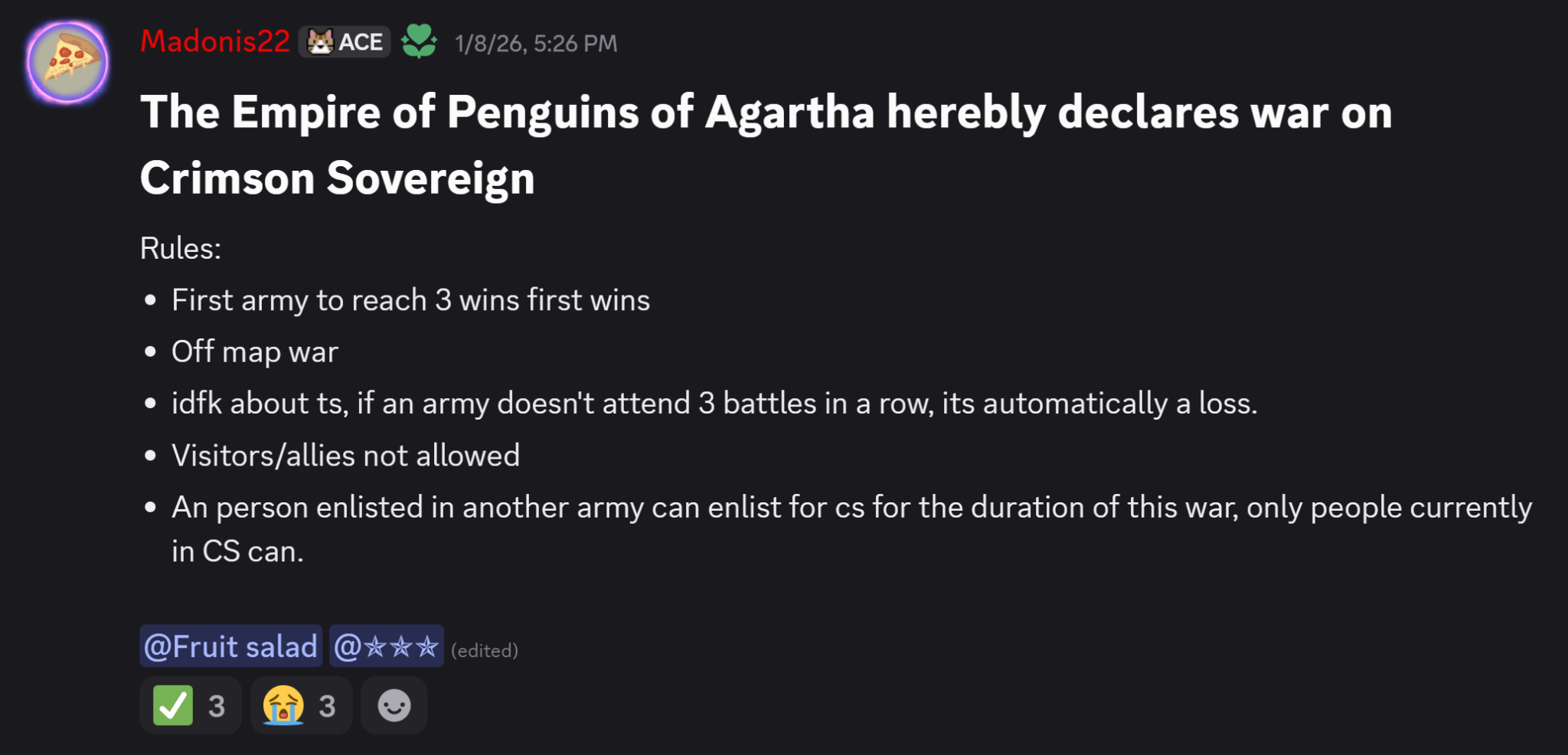 Crimson Sovereign Returns to the Community With a War - Club Penguin Armies